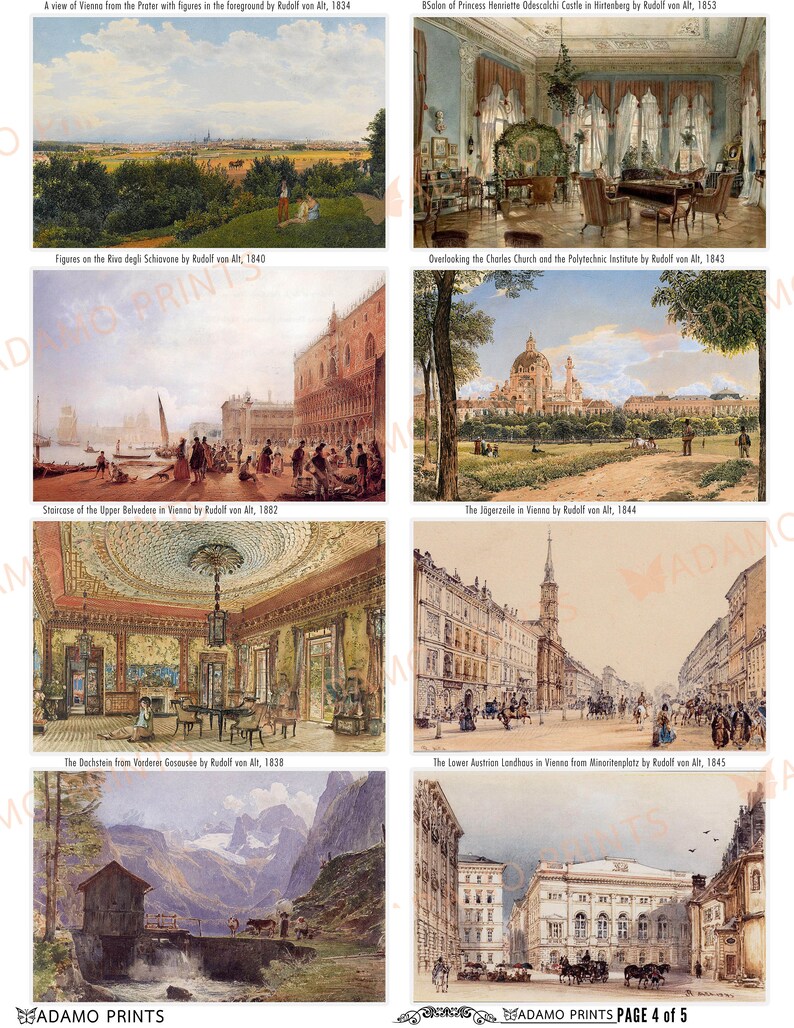 Glorious Europe Paintings Travel Digital Images Collage - Etsy