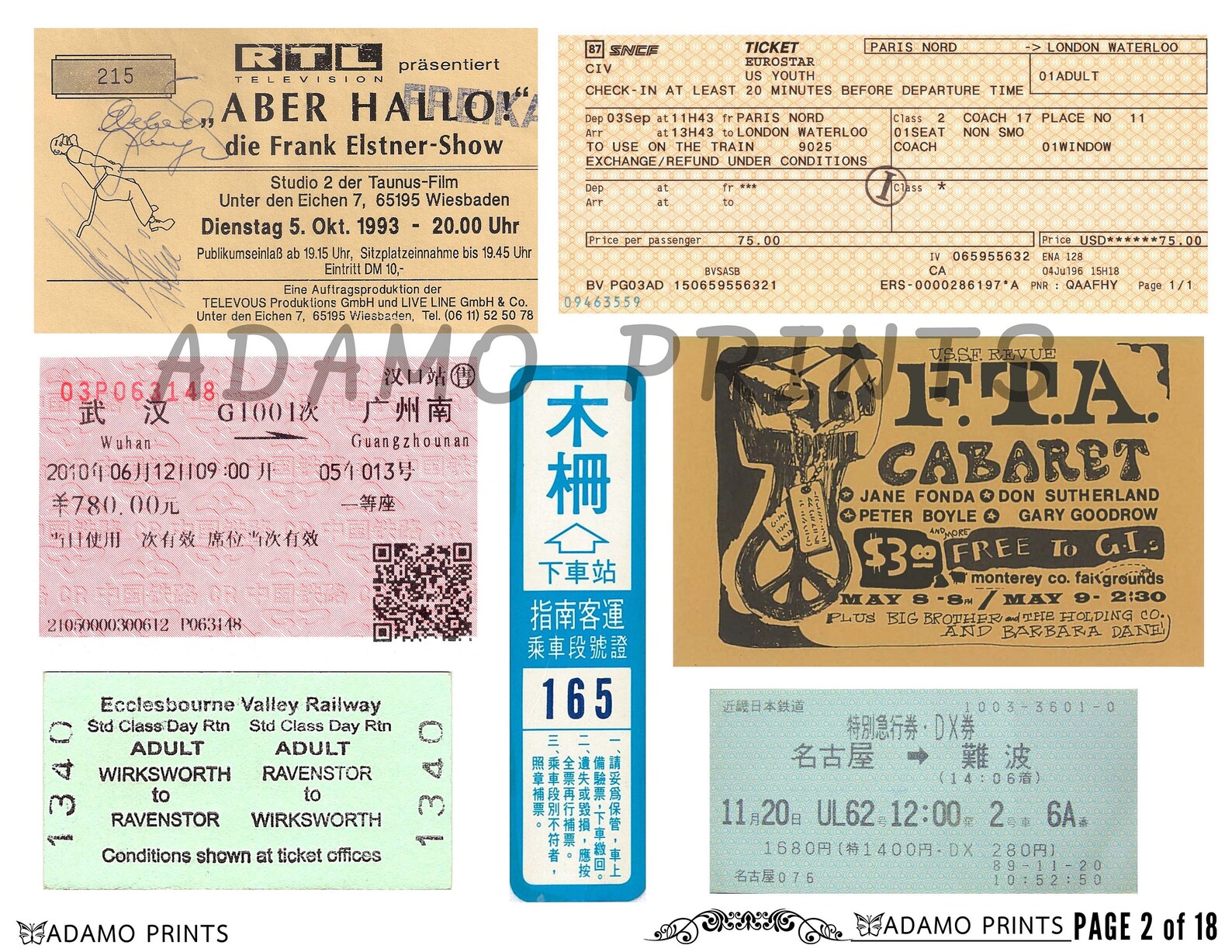 Old Ticket Ephemera Pack, Transfer Ticket, Junk Journal Kit, Collage ...