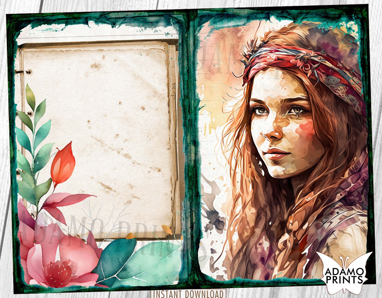 Boho Legend Junk Journal Pages, Women Bohemian Junk Journal Kit ...