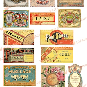 Rare Vintage Label Set1, Crate Labels, Color Labels, Digital Collage ...