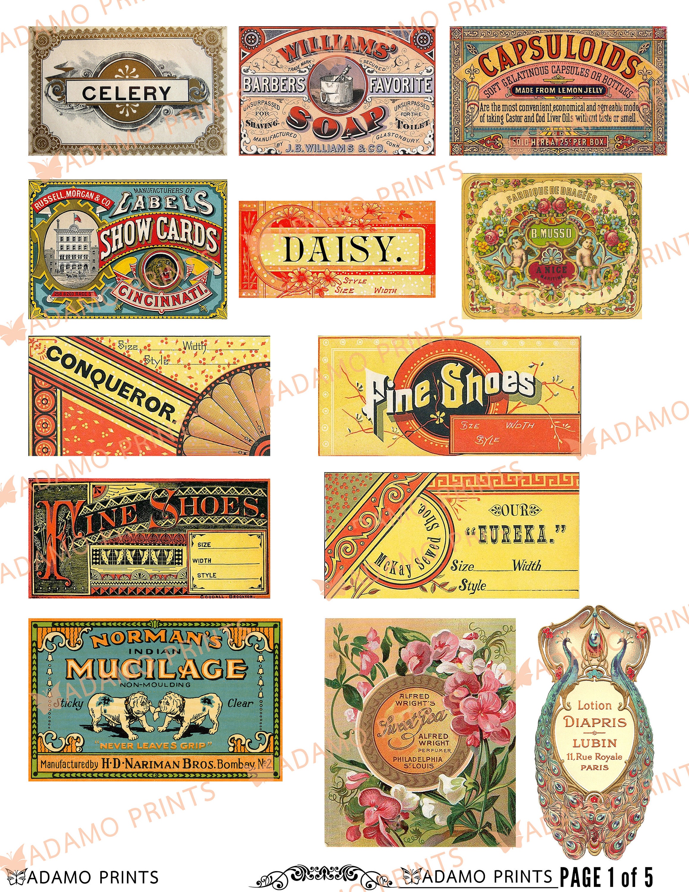 Rare Vintage Label Set1, Crate Labels, Color Labels, Digital Collage ...
