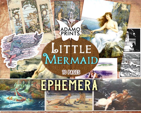 Little Mermaid Digital Images Collage Sheet Vintage Art - Etsy
