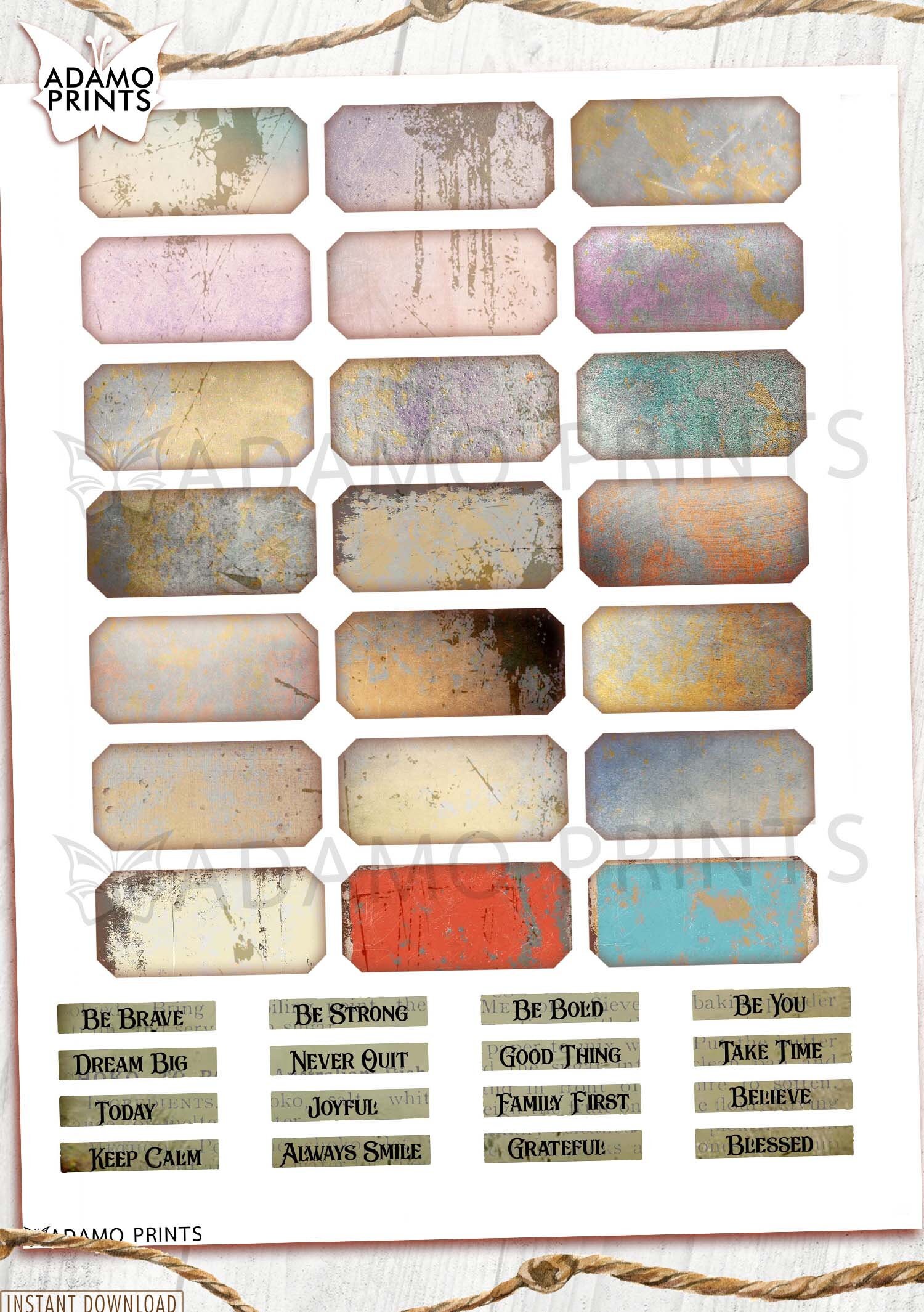 Grunge Inspiration Words Label Words Junk Journal Word | Etsy