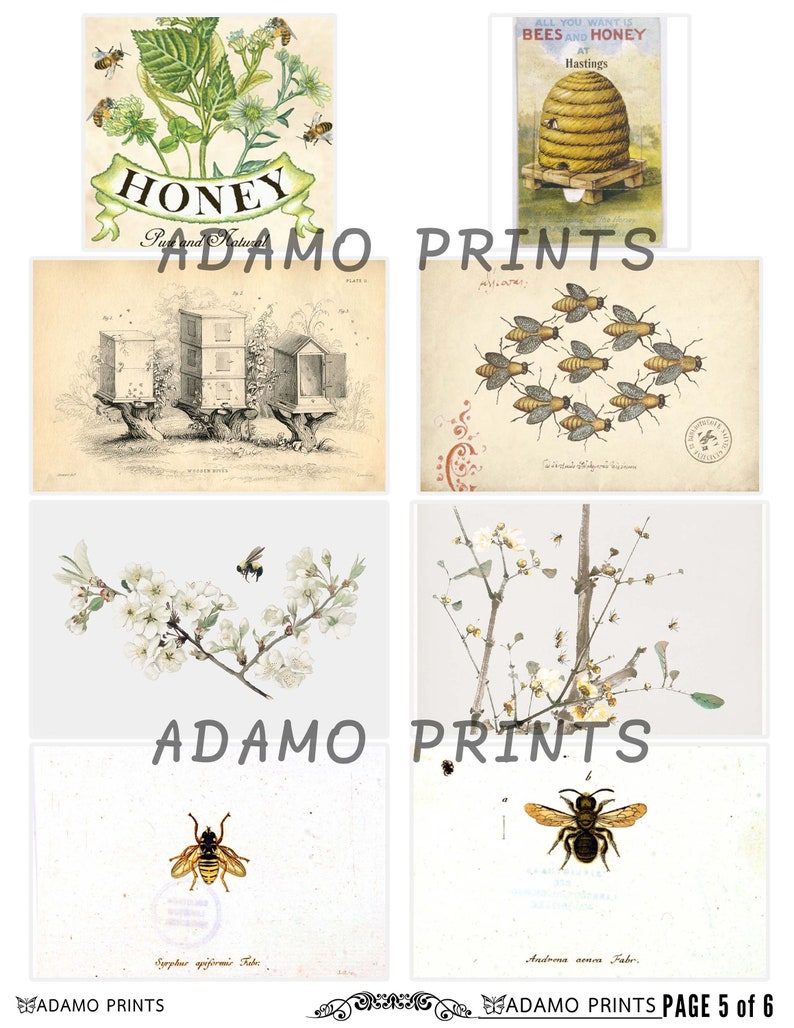 Busy Bee Set2, Ephemera Classics, Cards, Printable Images, Vintage Art ...