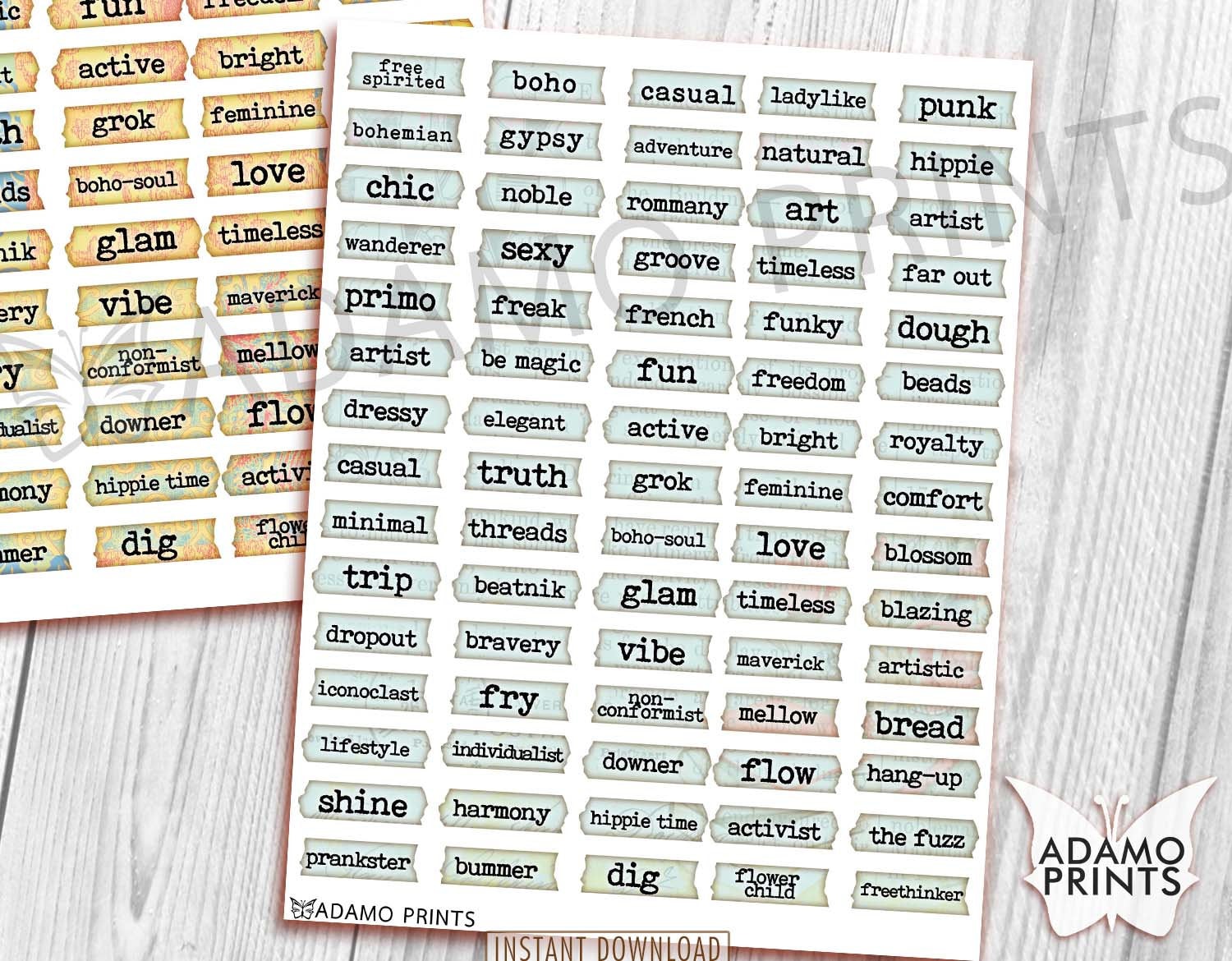 Bohemian Phrases & Words Boho Gypsy Hippie Journal Words - Etsy