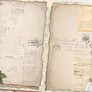 Faded Roses Floral Script Grunge Digital Paper, Vintage Background ...