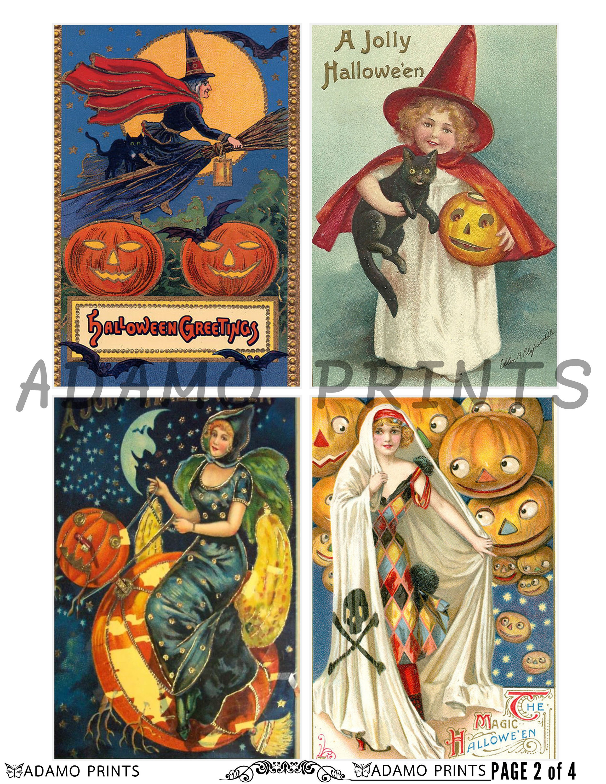 Vintage Card Halloween Halloween Digital Art Halloween | Etsy