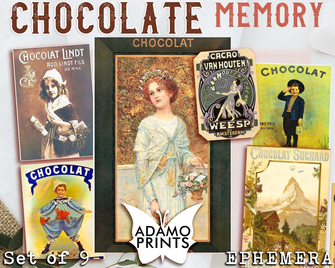 Chocolate Memory, Cacao, Vintage Images, Digital Collage, Printable ...