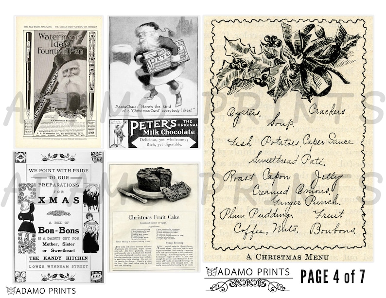 Christmas Ads 1900s, December, Santa, Printable Images, Ephemera ...