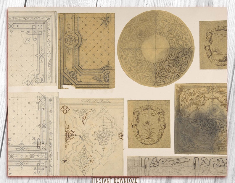 Interior Design Paper Set2, Shabby, Junk Journaling Kit, Paper for ...