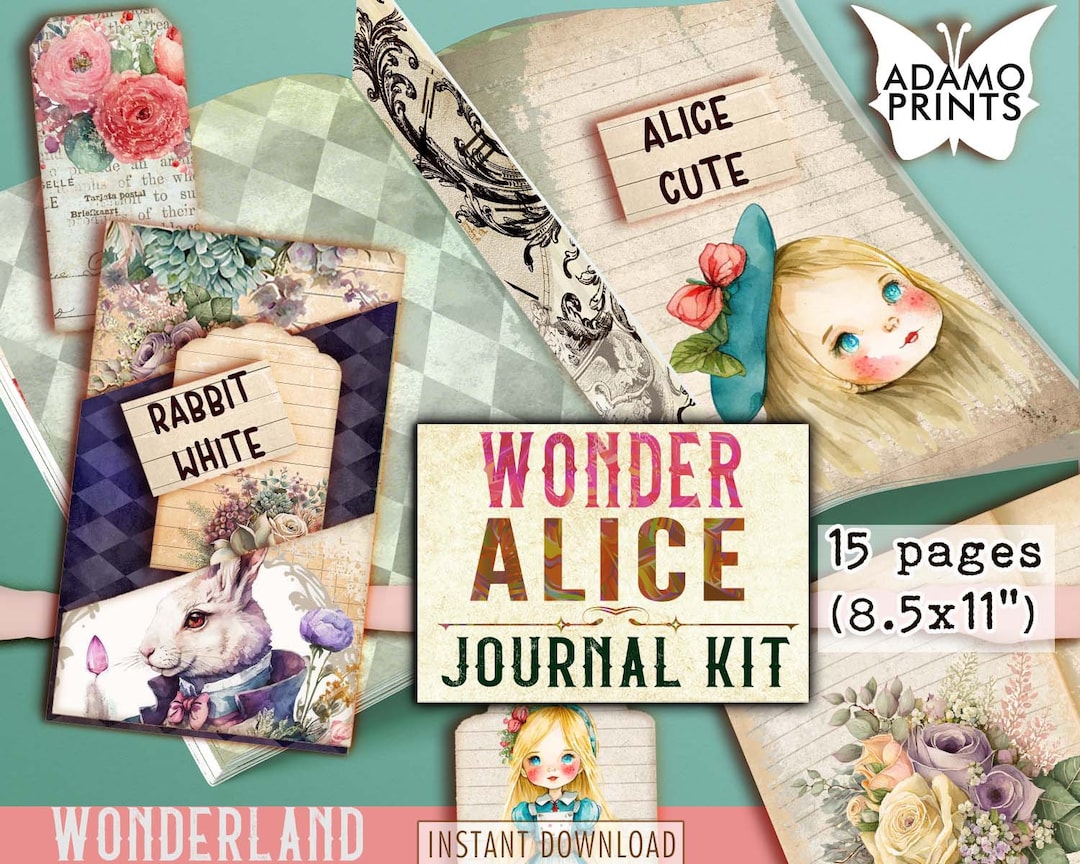Wonder Alice Journal Kit, Wonderland, Shabby Chic, Queen, Vintage ...