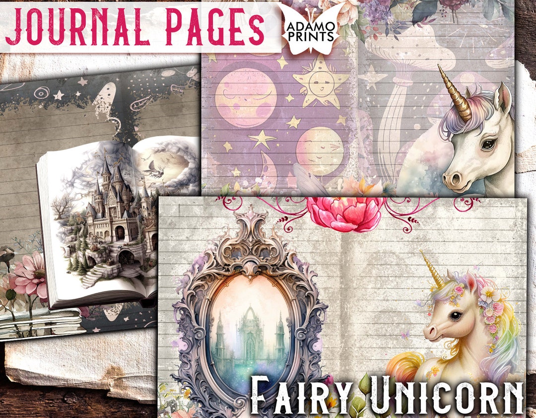 Fairy Unicorn Journal Pages, Magic Journal, Floral, Collage Sheets ...