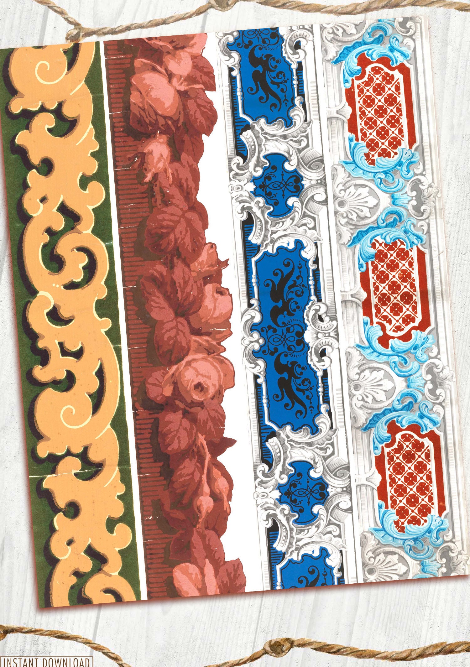 French Border Floral Wallpaper Set3 Pattern Junk Journaling - Etsy