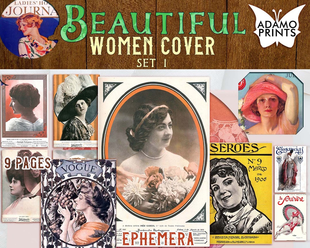 Beautiful Women Cover Set1, Vintage Images, Women Digital, Ephemera ...