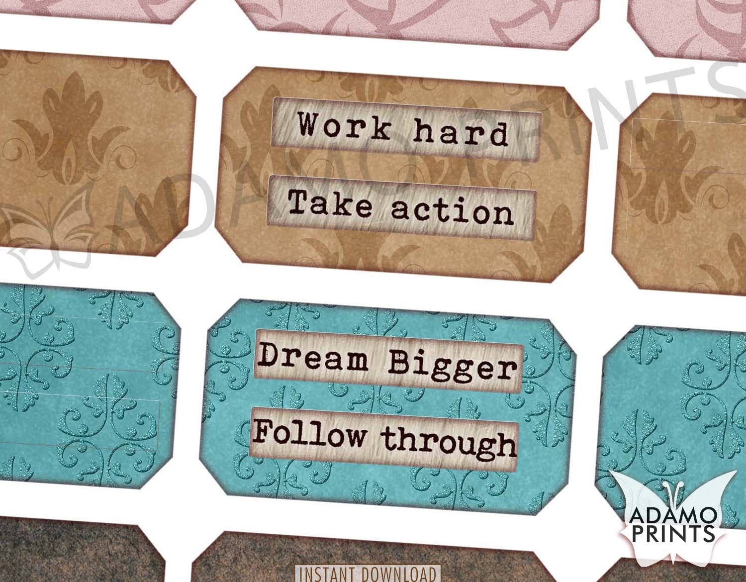 Motivation Layered Labels Kit Junk Journaling Kit Collage | Etsy