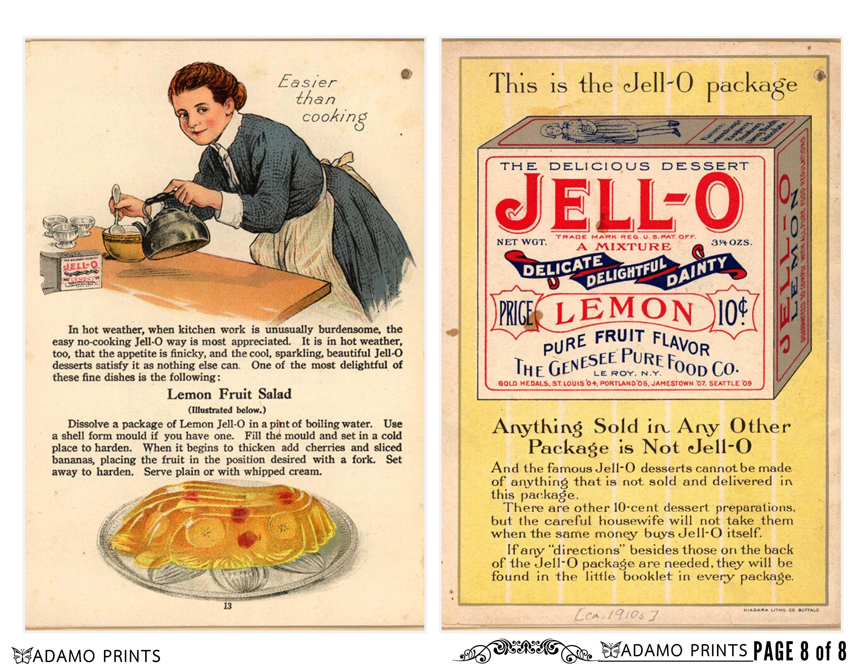 Jell-O America Dessert Jello Cookbook Recipe Vintage Images | Etsy