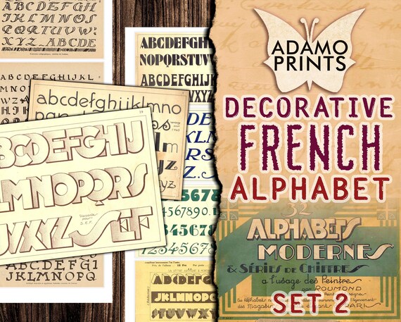 Decorative French Alphabet Set2 Alphabet Digital Rare Book | Etsy