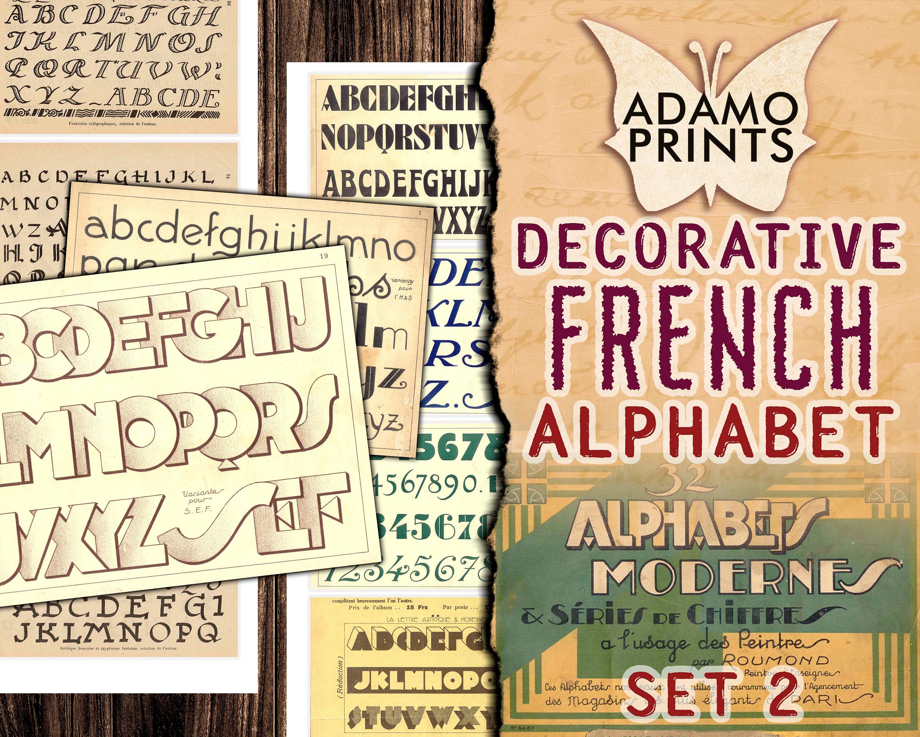 Decorative French Alphabet Set2 Alphabet Digital Rare Book | Etsy