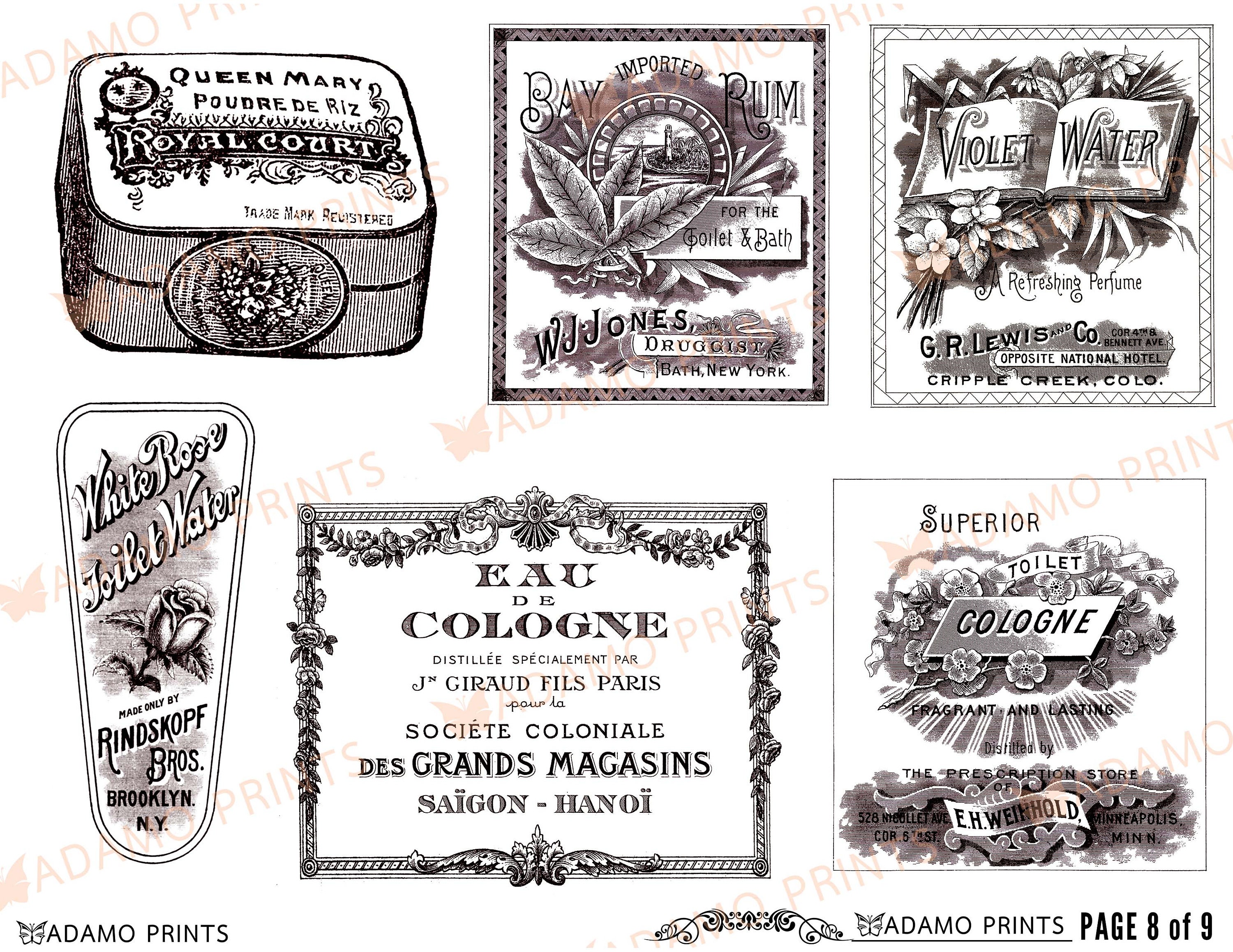French Perfume Label Color Labels Digital Label Collage - Etsy