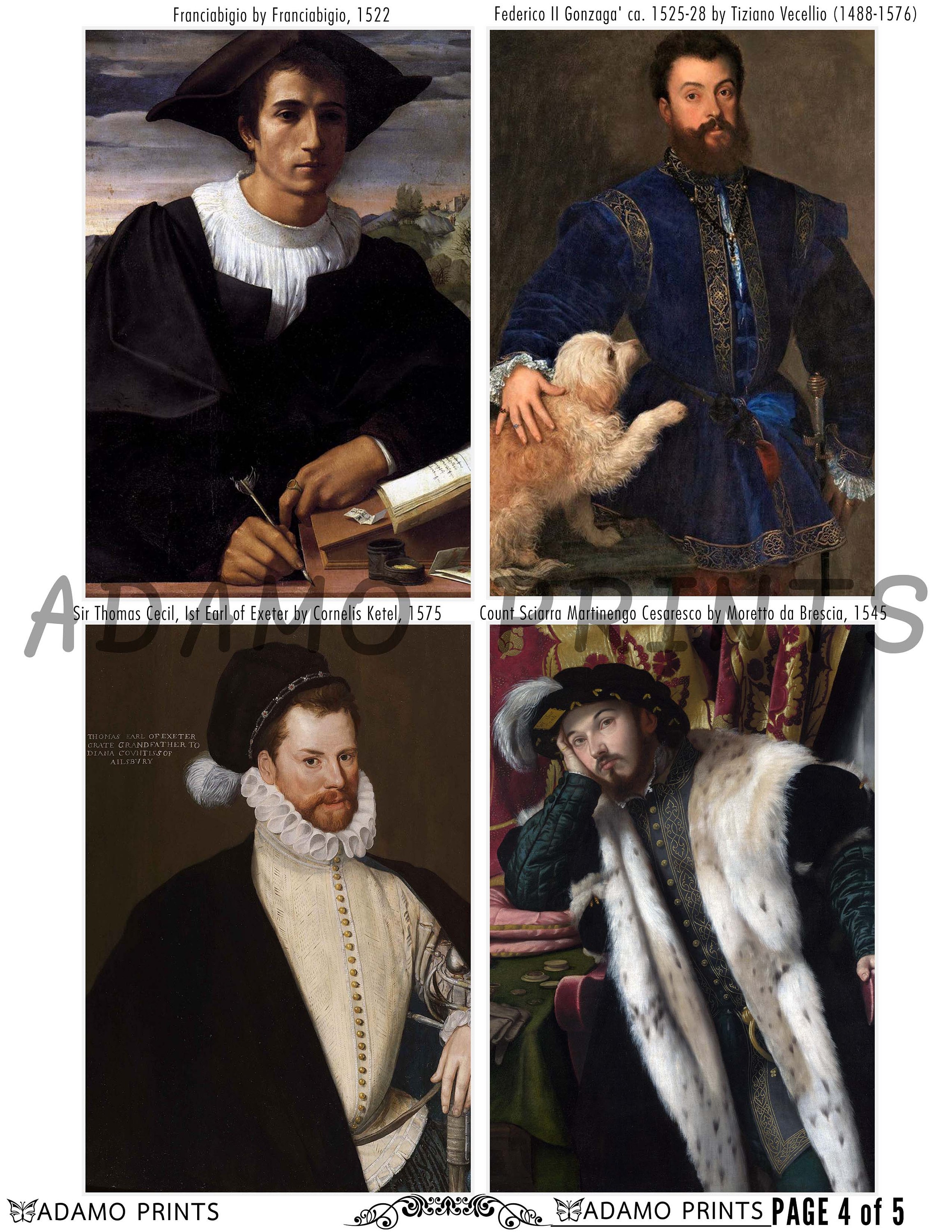 1600s Handsome Renaissance Man Vintage Art Ephemera - Etsy