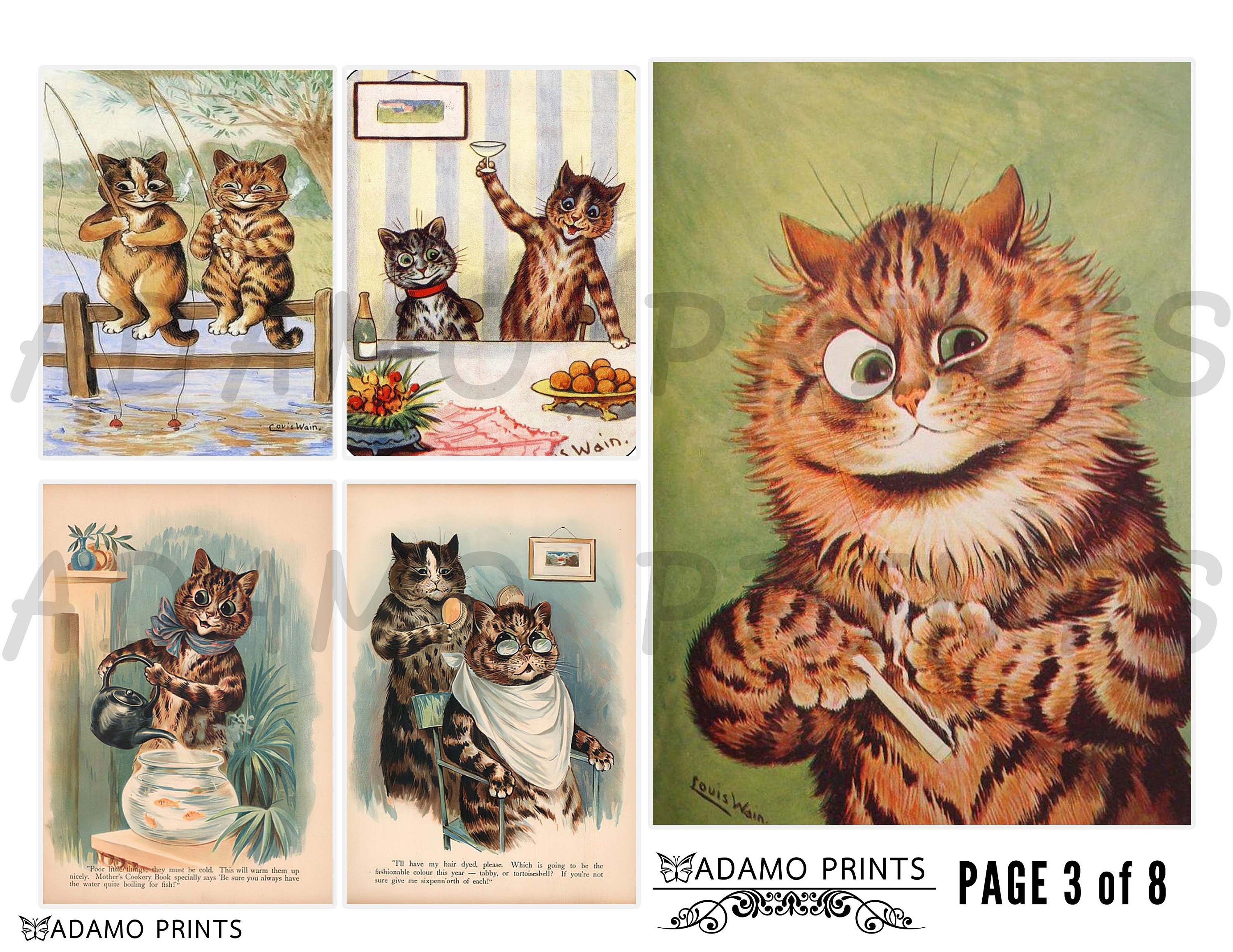 Funny Cat Ephemera Kit Cards Printable Images Vintage Art - Etsy Australia