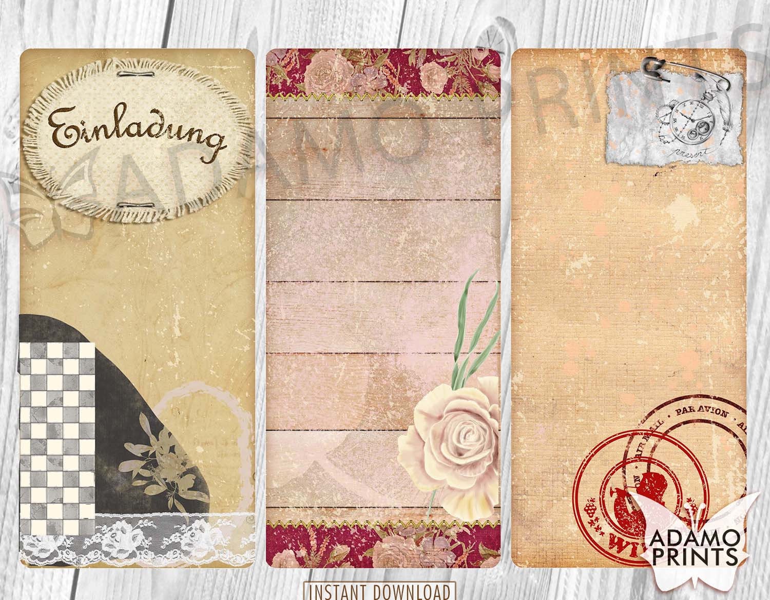 Layered Writing Journal Card, Journal Tag, Digital Collage Sheet ...