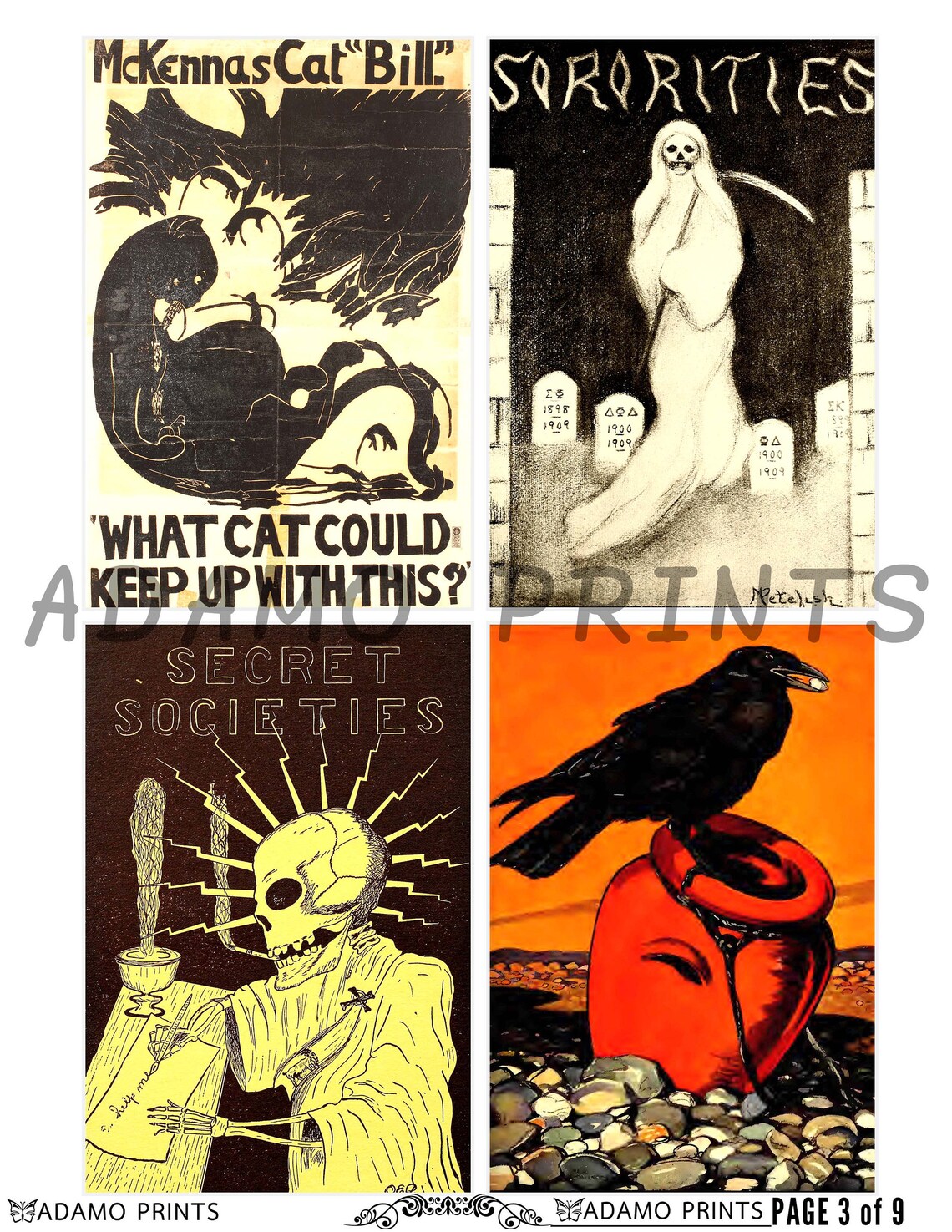 Spooky Horror Paranormal Occult Witch Raven Skeleton - Etsy