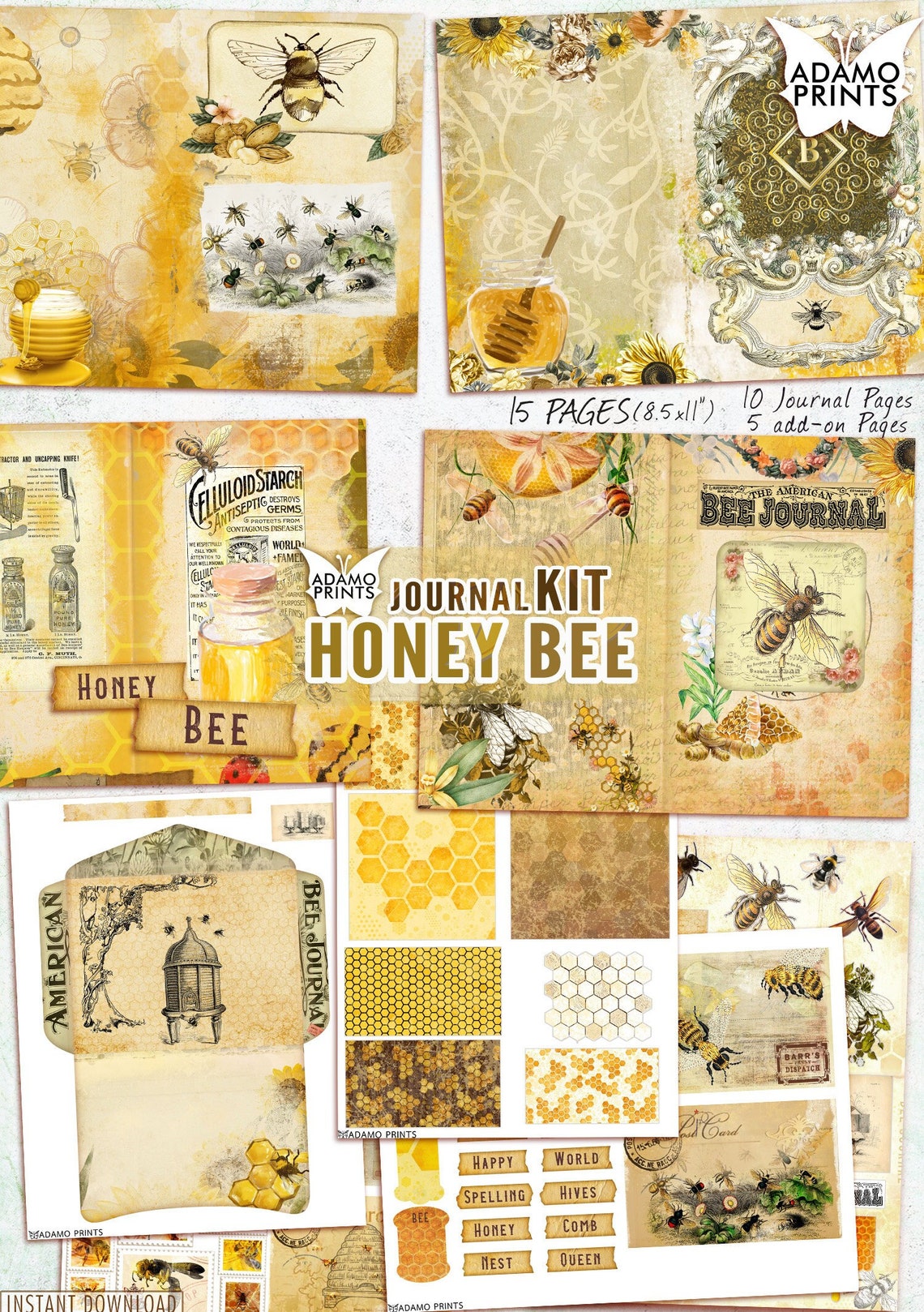 Honey Bee Journal Kit Busy Bee Beekeeper Journal Page - Etsy