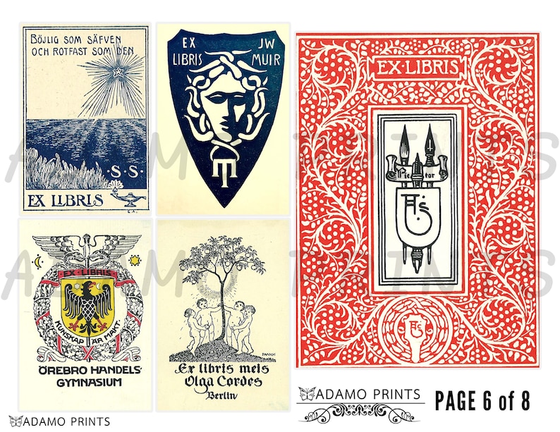 Ex Libris Digital Bookplate Printable Bookplates Ephemera | Etsy