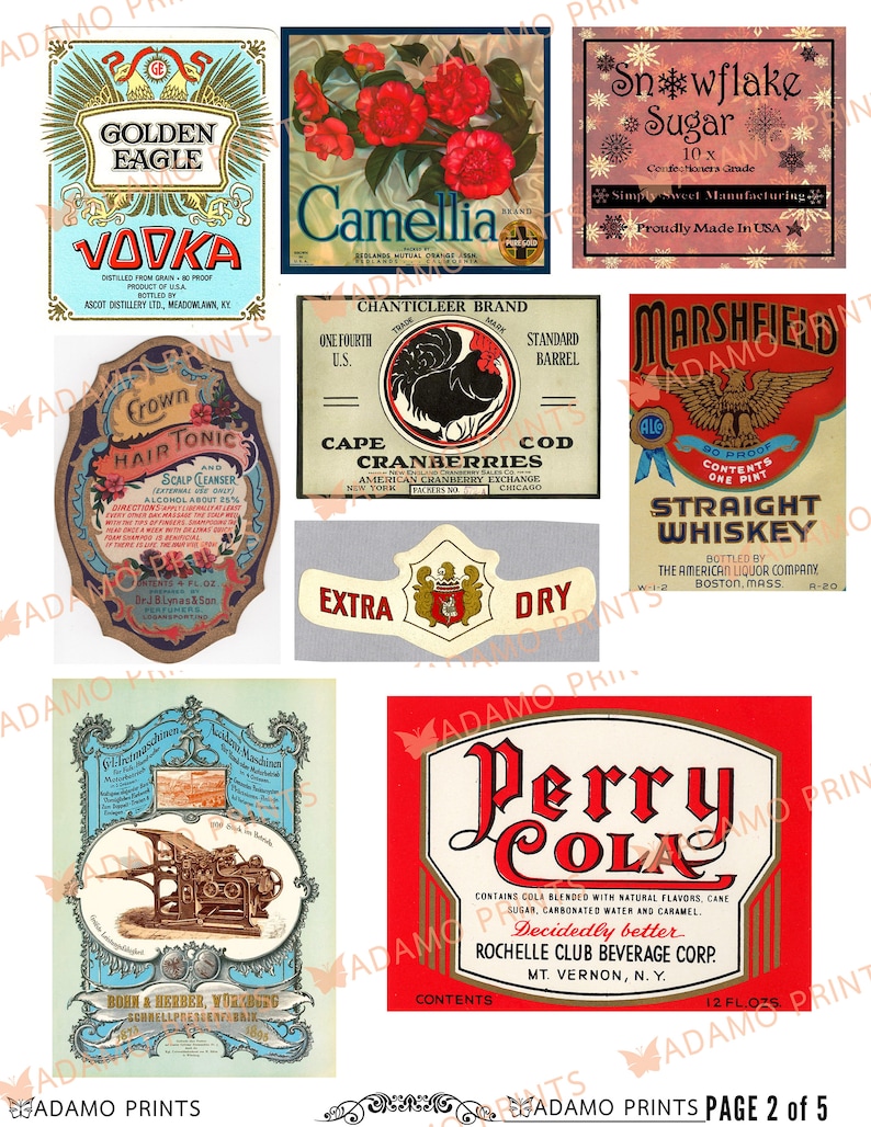 Rare Vintage Label Set1, Crate Labels, Color Labels, Digital Collage ...