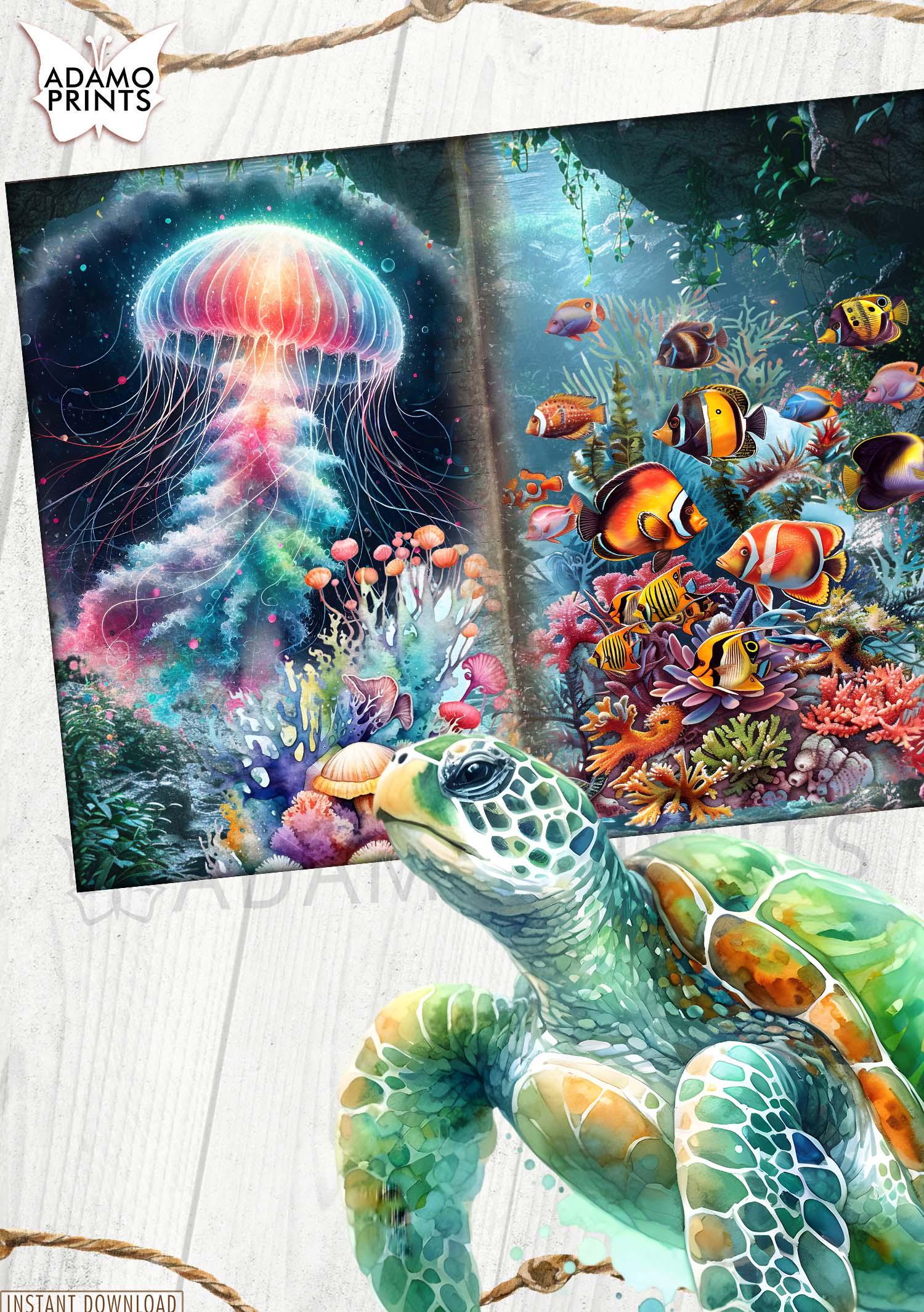 Underwater Sea Animals Journal Pages: Ocean Collage Sheets (digital Kit ...