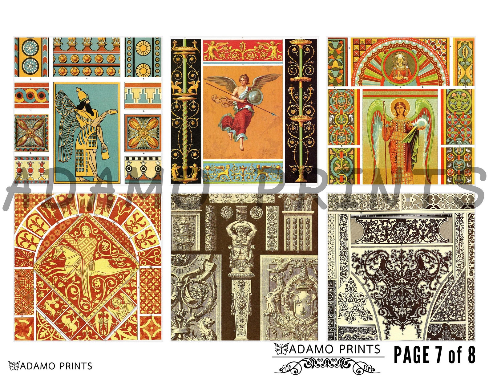 The Treasure Ornament Pattern Set2, Antique Wallpaper Digital, Paper ...