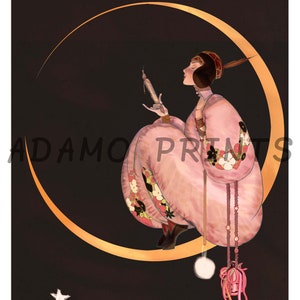 Moonlight Magic Art, Vintage Moon, Moon Ephemera, ATC Cards, Digital ...