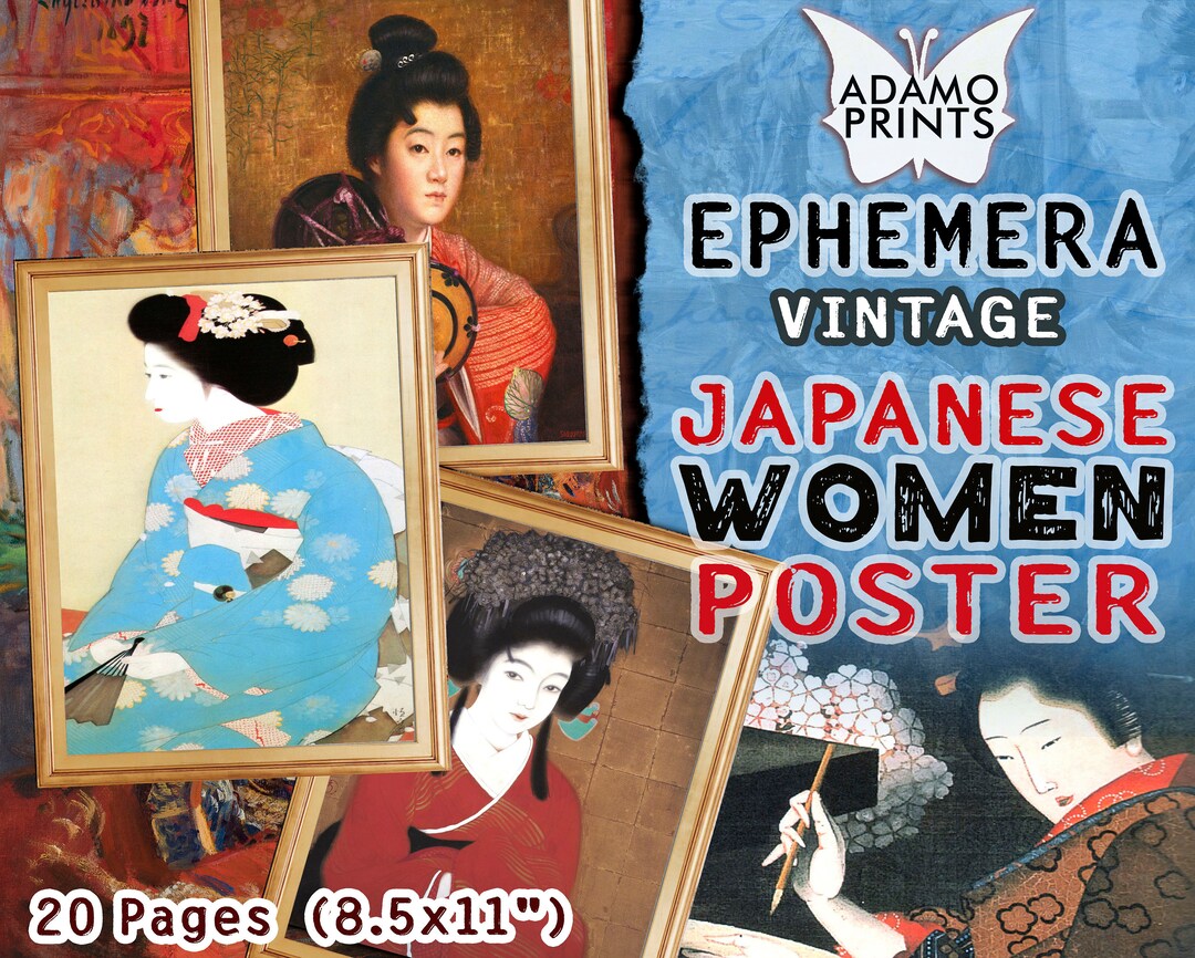 Vintage Japanese Women Poster, Digital Images, Women Art, Japan ...