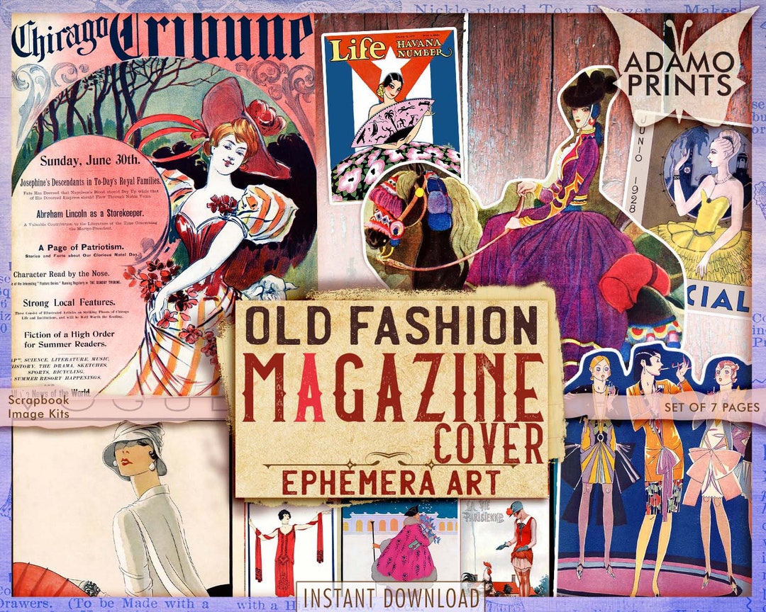 Old Fashion Magazine Cover, Magazine Digital, Vintage Art, Digital ...