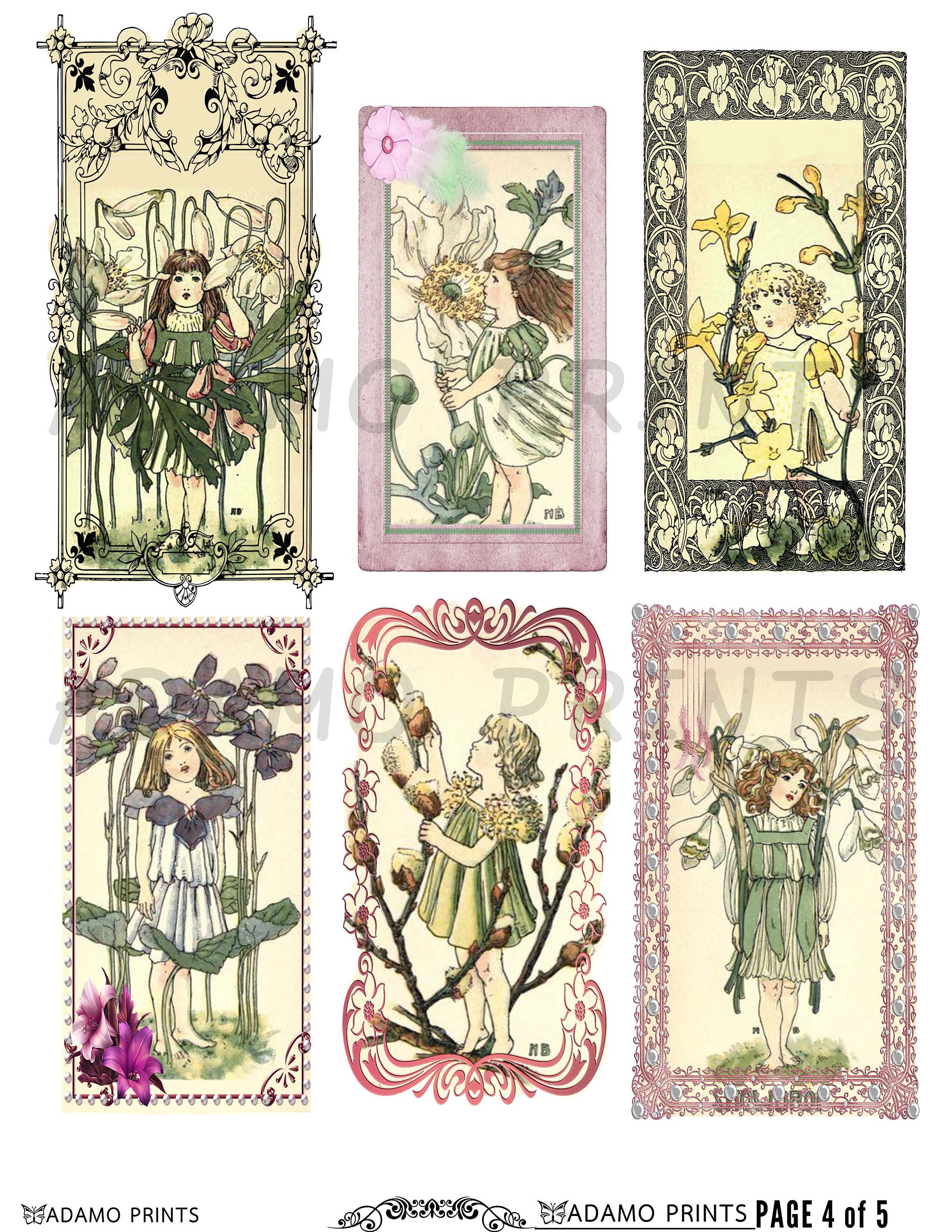 Sweet Flower Fairies Card ATC Printable Images Digital | Etsy