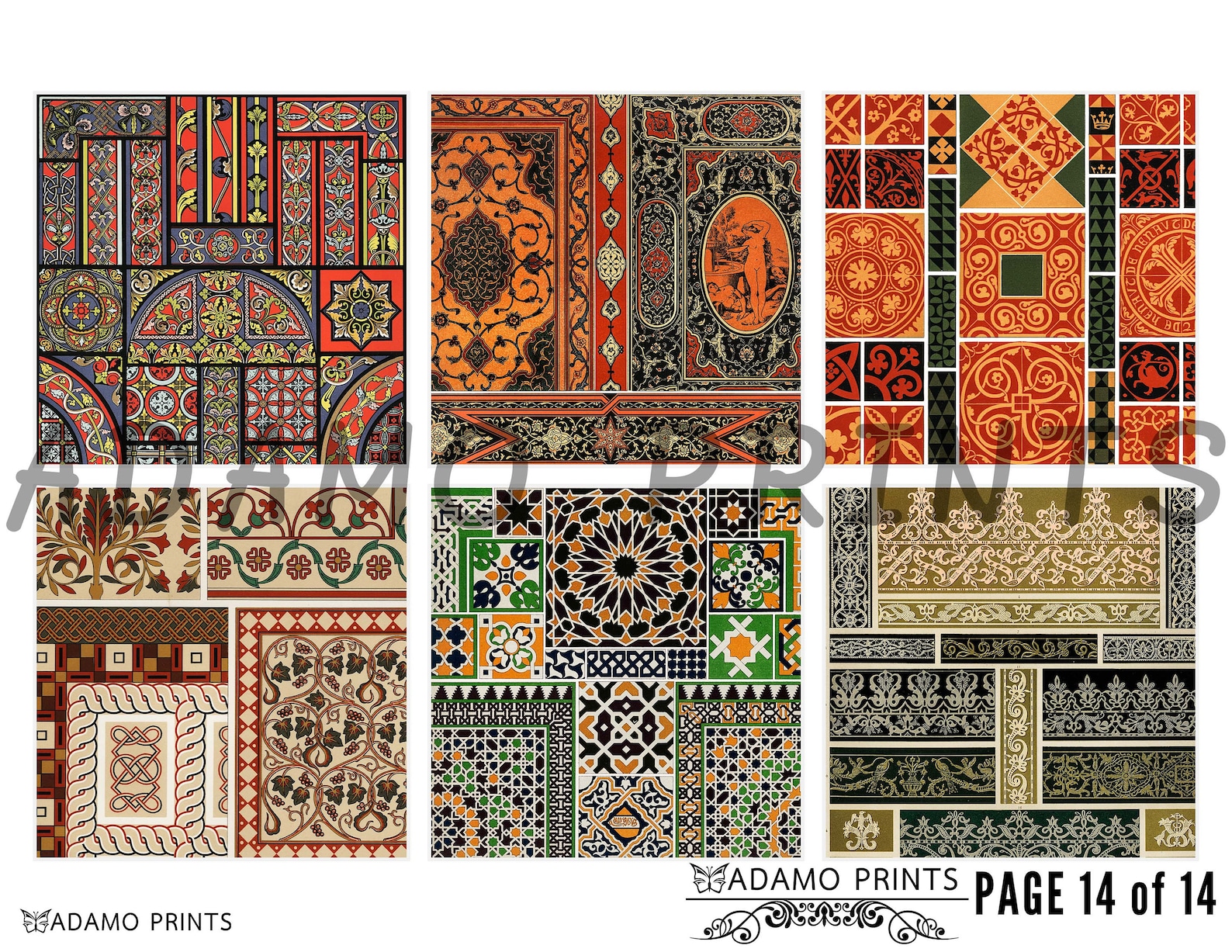 Medieval Pattern Digital Wallpaper Classic Art Printable - Etsy