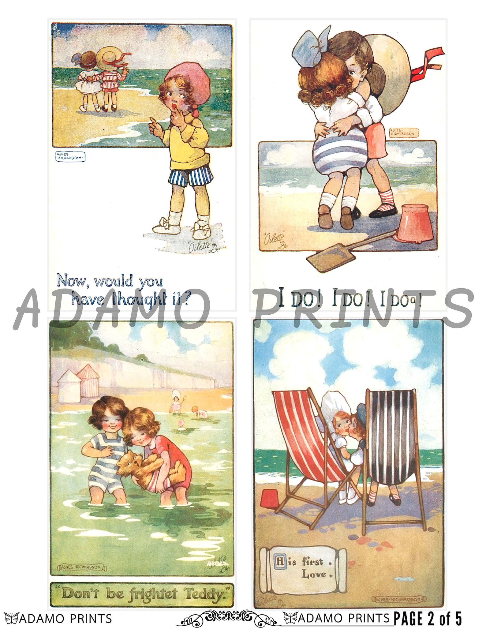 At the Beach Ephemera Classics Digital Sea Ocean - Etsy
