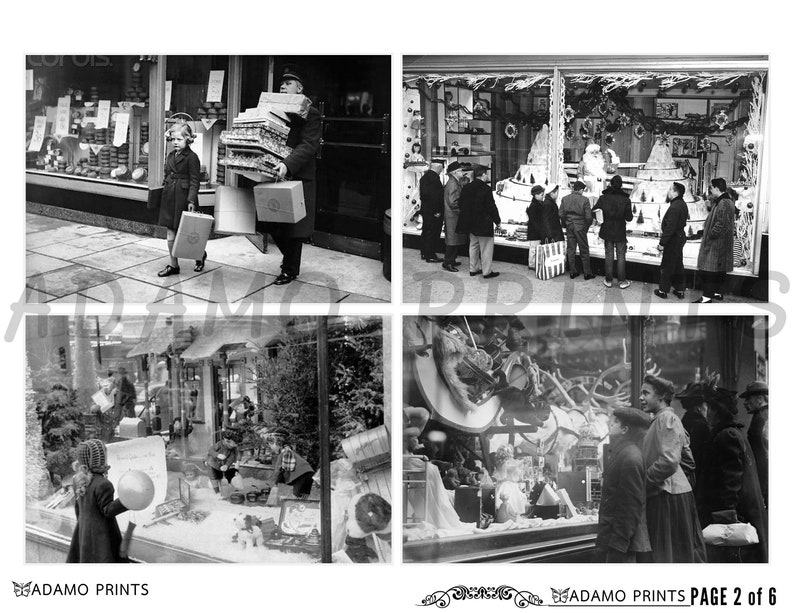 Christmas Window Shopping, Photo, Digital Images, Vintage Art, Collage ...