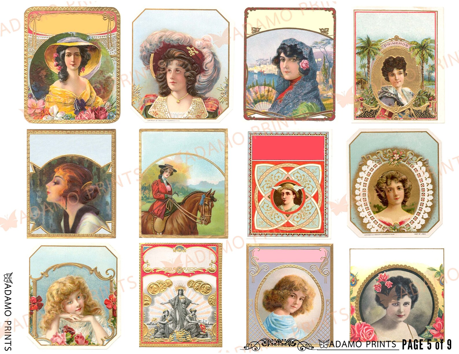 Victorian Label People Label Blank Labels Art Deco Collage - Etsy