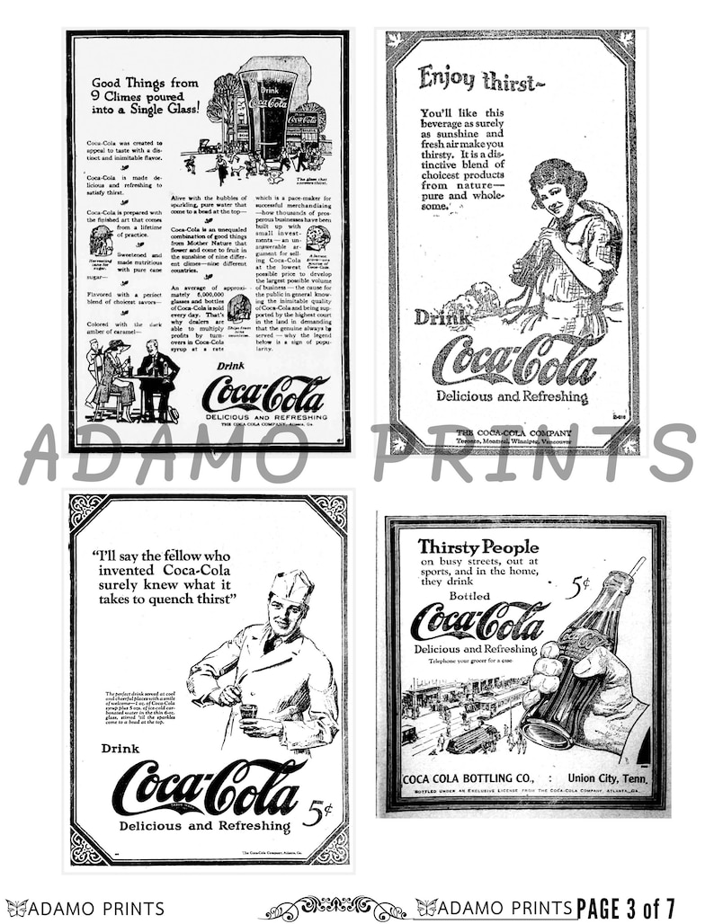 Vintage Coca-cola Aged Advertising Vintage Images Ephemera - Etsy
