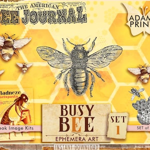 Busy Bee Set1, Ephemera Classics, Cards, Printable Images, Vintage Art ...