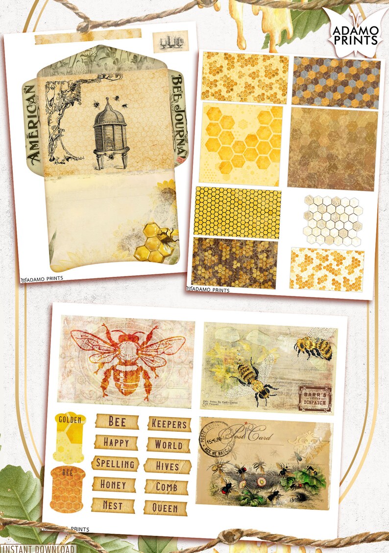 Honey Bee Journal Kit, Busy Bee, Beekeeper, Journal Page, Collage ...