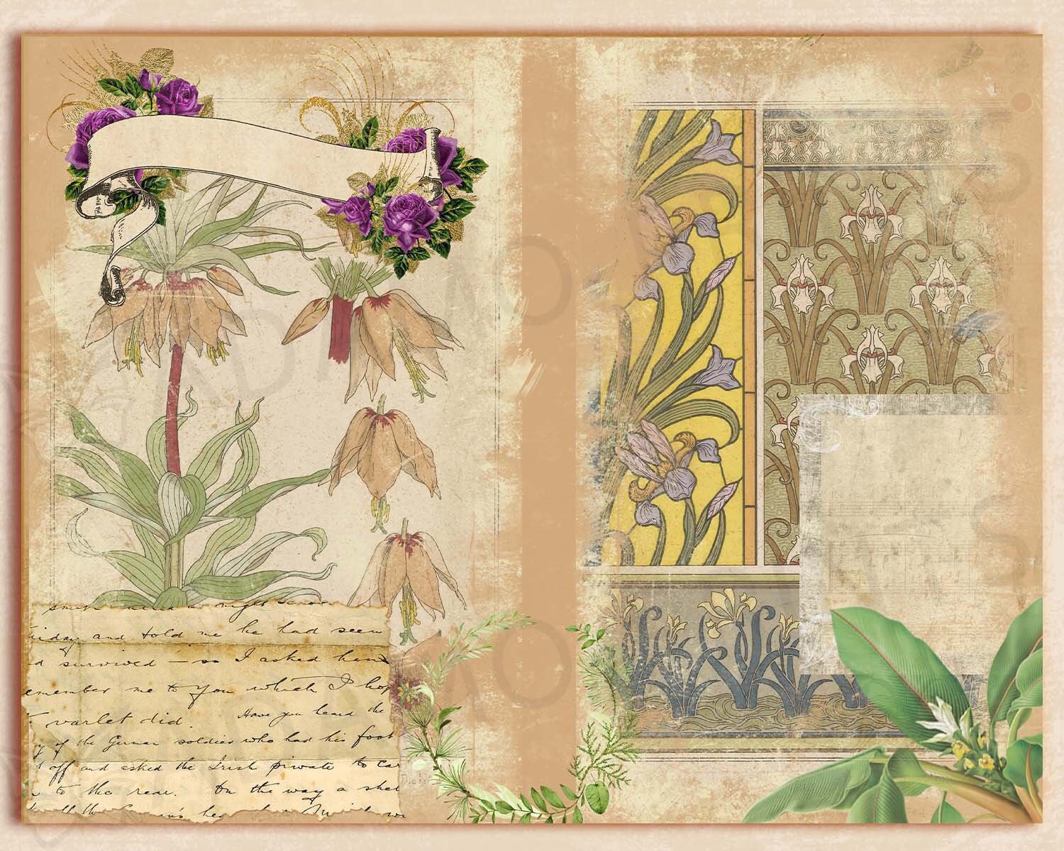 Motif Shabby Journal Kit Journal Page Collage Sheets | Etsy