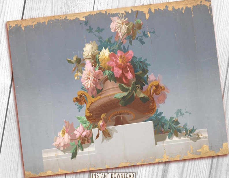 Antique Wall Panel Paper, Floral, Shabby, Junk Journal Kit, Paper for ...