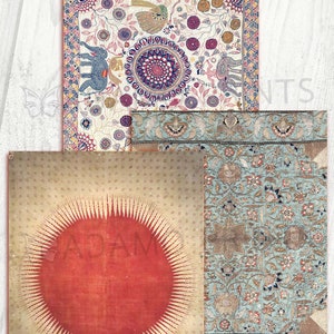 Indian Textile Pattern, Shabby, Boho, Junk Journaling Kit, Paper for ...