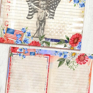 4th of July Journal Kit, Independence Day, Journal Page, Blank & Lined ...
