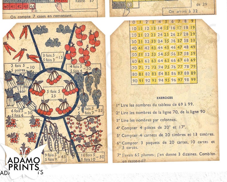 French Counting Number Set2 Journal Cards Flash Cards | Etsy