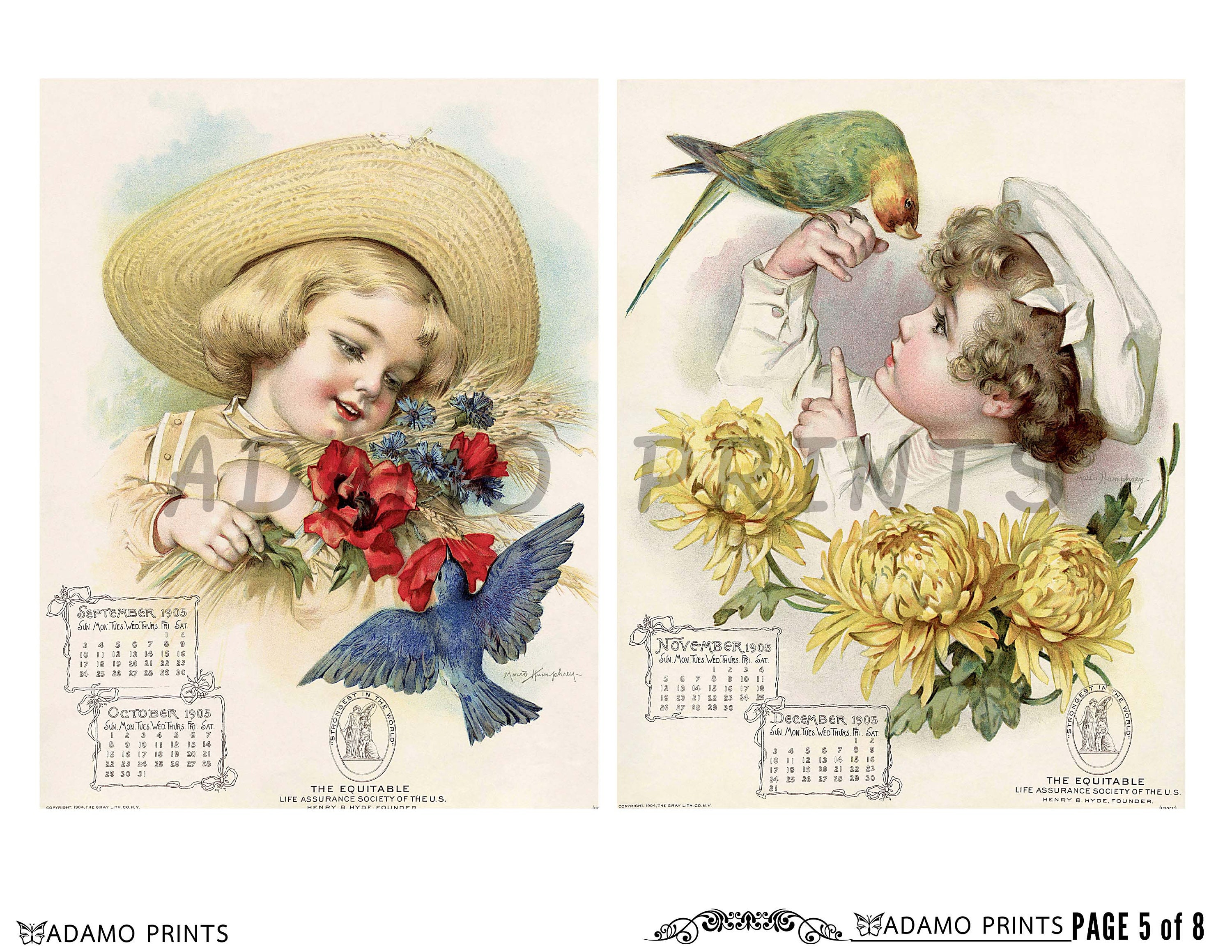 Muad Humphrey Calendar, Vintage Art, Child Ephemera, Ephemera Classic ...