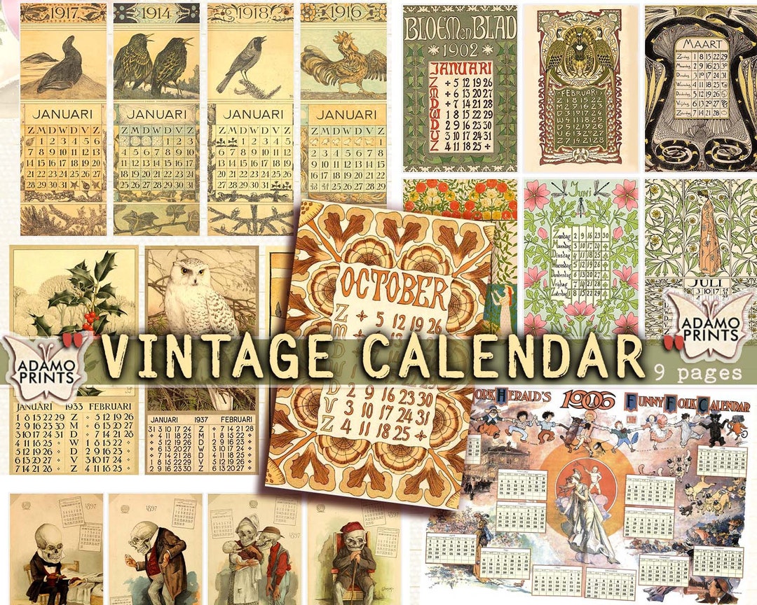 Vintage Calendar, Art Nouveau, Vintage Art, Ephemera Classic, Alter Art ...